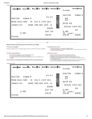 Contoh Check in confirmation page | PDF | Air Travel | Travel Type