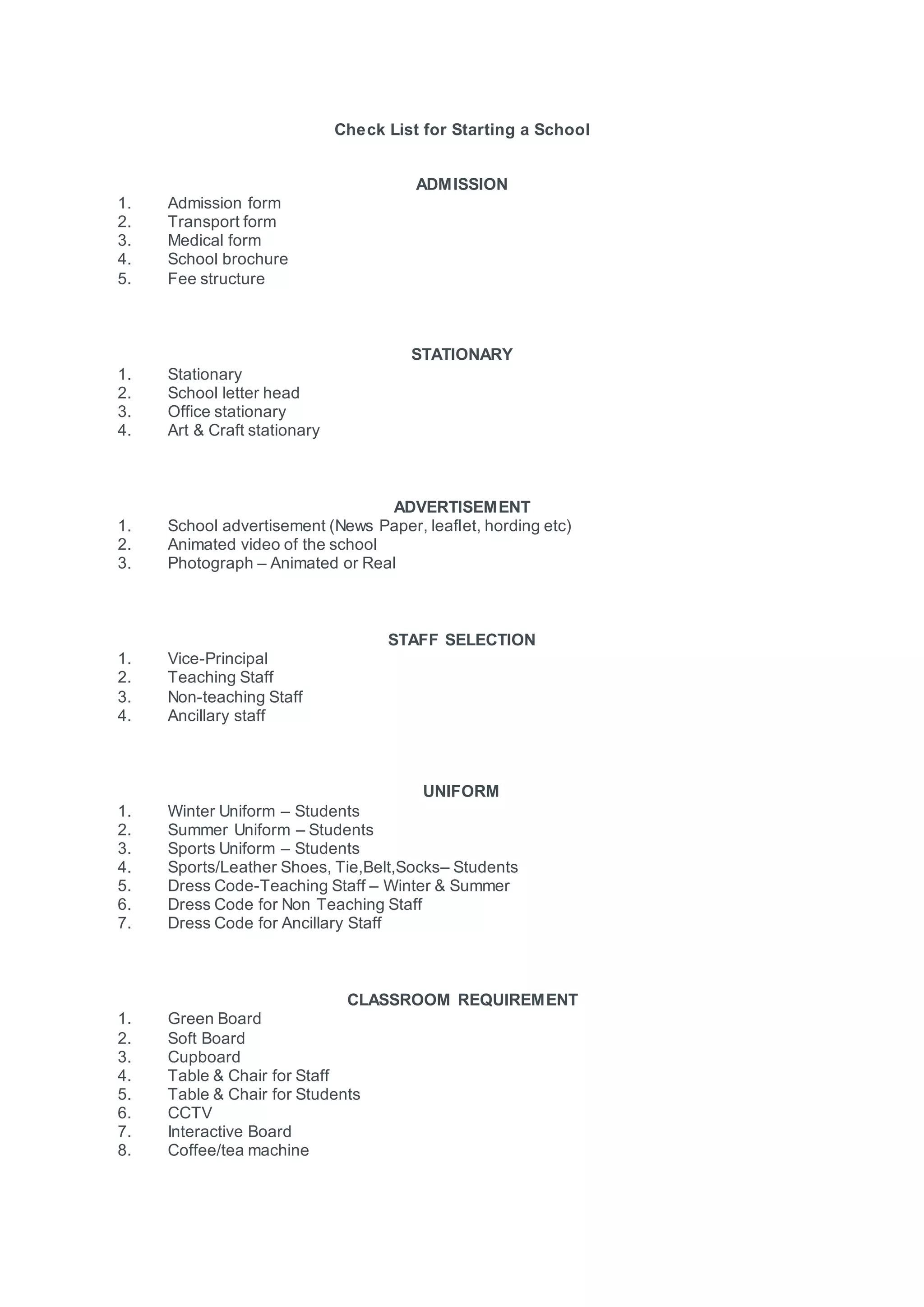 Check list-for-starting-a-school | DOC