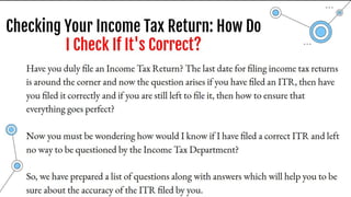 Correctly Filed ITR or Not, Easy Method to Check | PPT