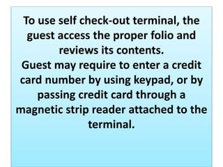 Check-out & settlement procedure in hotel front office | PPTX