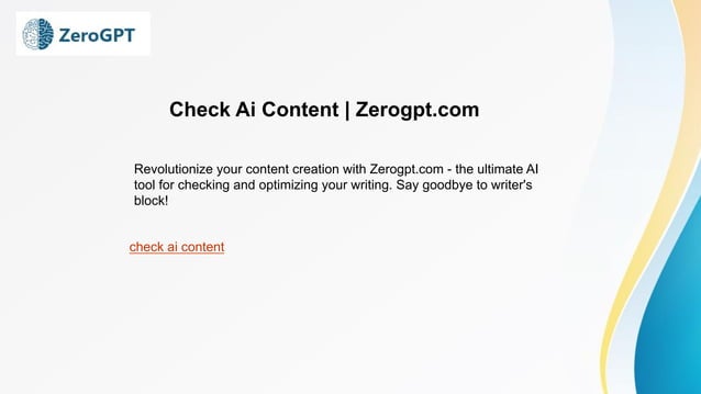 Check Ai Content Zerogpt.com.check ai content | PDF
