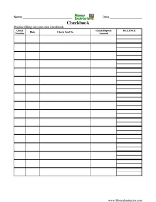 Filling Out A Check Register