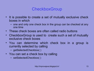Checkbox and checkbox group | PPT | Programming Languages | Computing