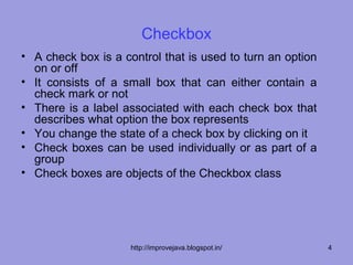 Checkbox and checkbox group | PPT | Programming Languages | Computing