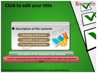 Checkbox Powerpoint Template - SlideWorld | PPTX