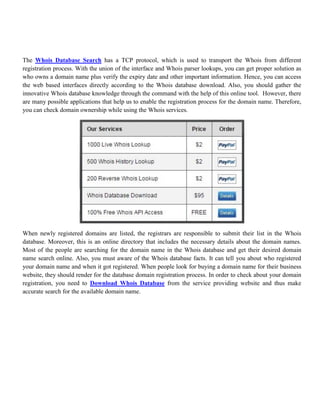 Check domain ownership with domain whois lookup xml api | PDF