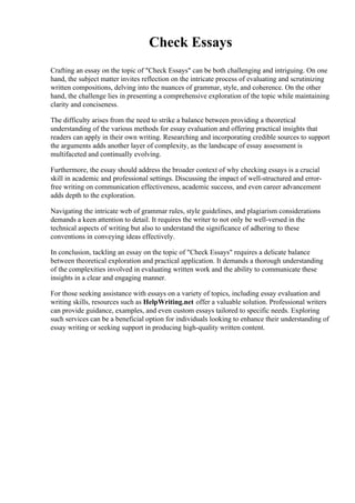Check Essays | PDF | Educational Assessment | Education