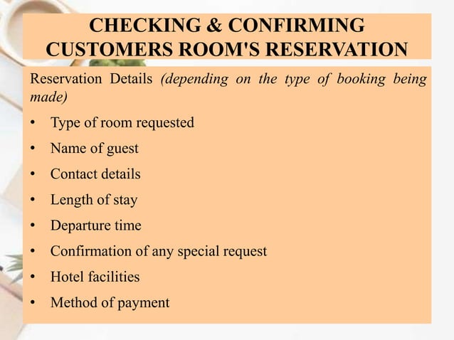 ENGLISH FOR HOTEL: CHECKING AND CONFIRMING CUSTOMER ROOMS' RESERVATION ...