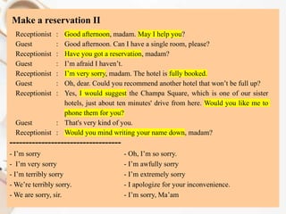 ENGLISH FOR HOTEL: CHECKING AND CONFIRMING CUSTOMER ROOMS' RESERVATION ...