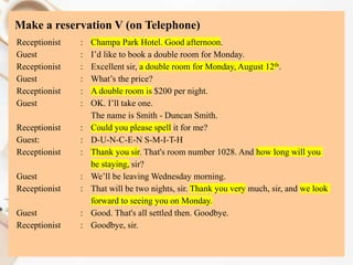 ENGLISH FOR HOTEL: CHECKING AND CONFIRMING CUSTOMER ROOMS' RESERVATION ...
