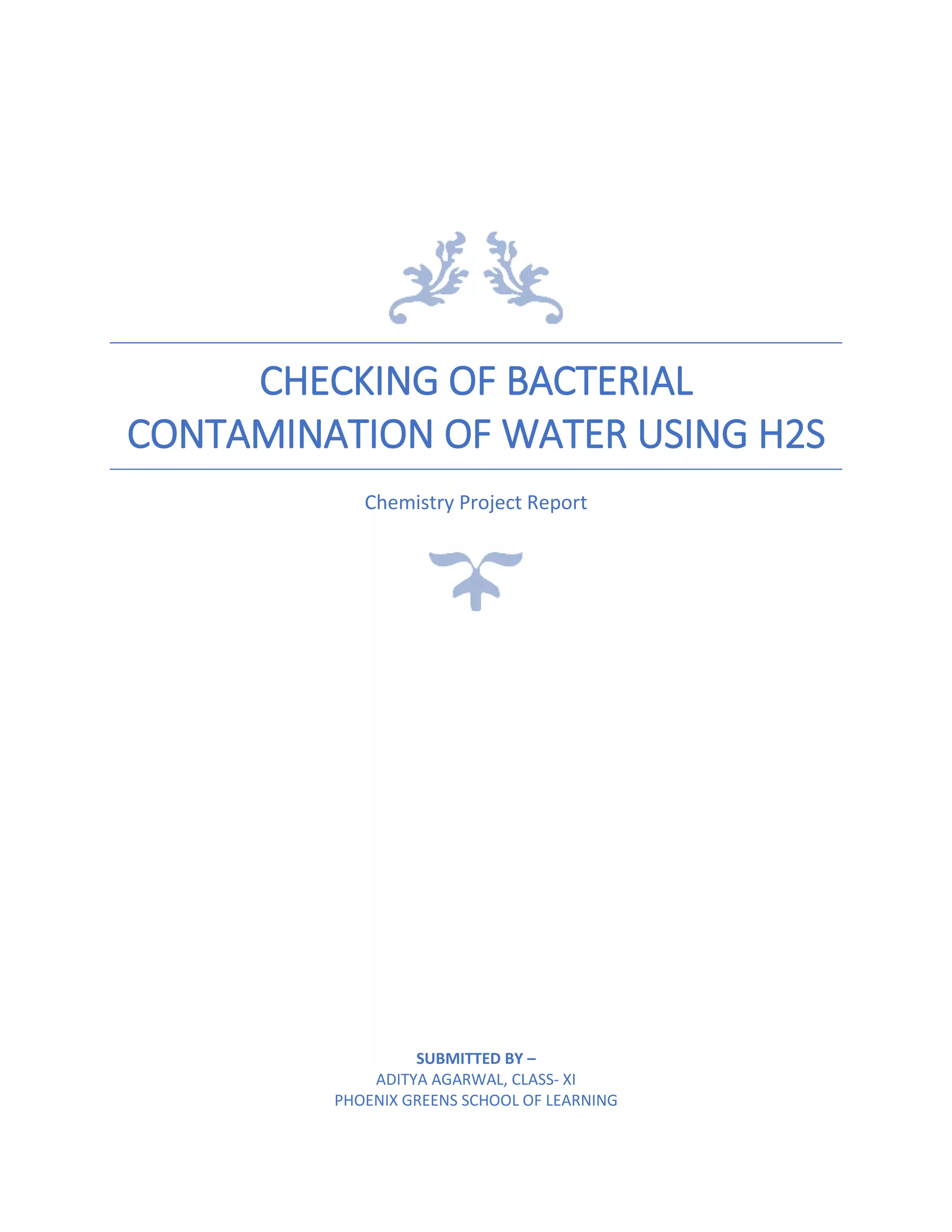 Checking of bacterial contamination of water using H2S | DOCX