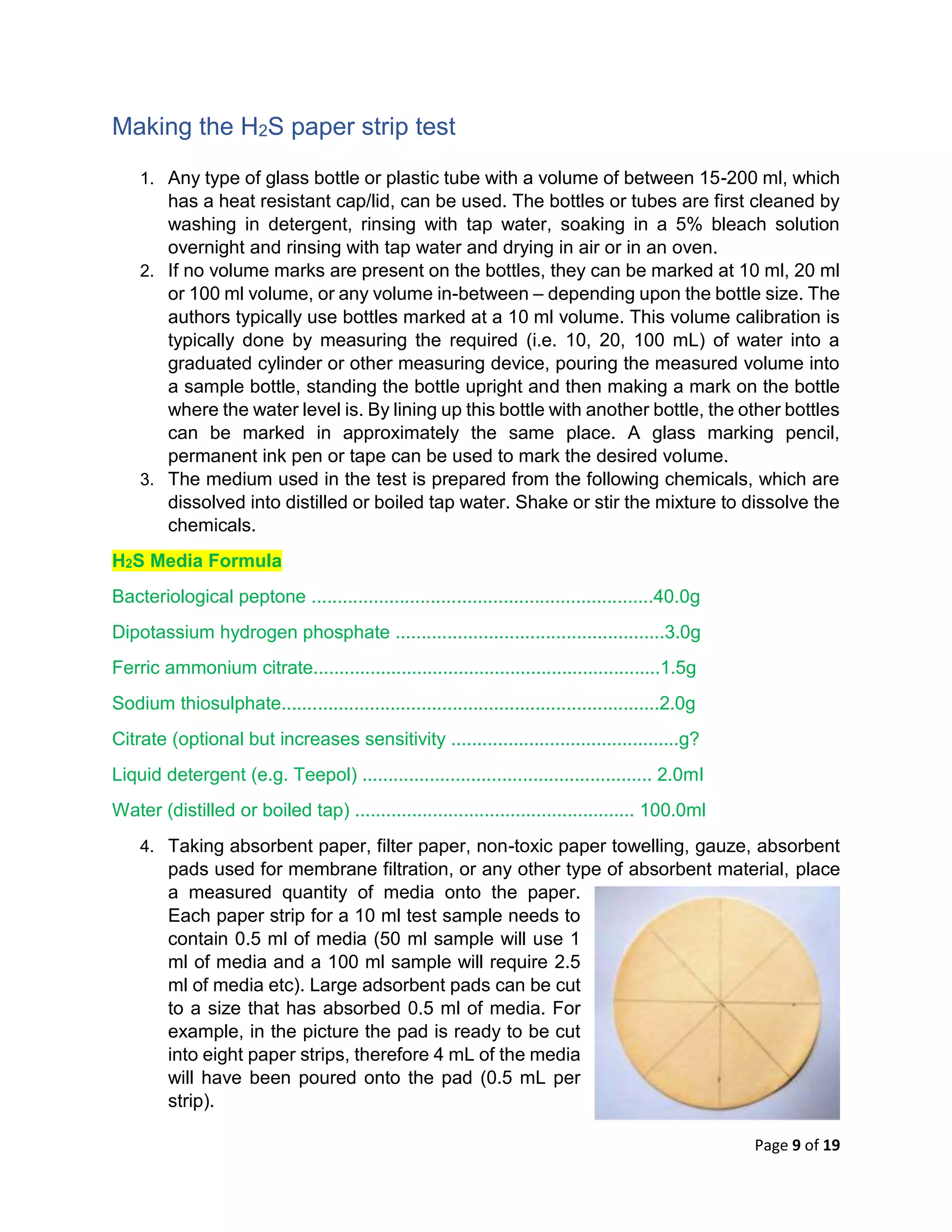 Checking of bacterial contamination of water using H2S | DOCX