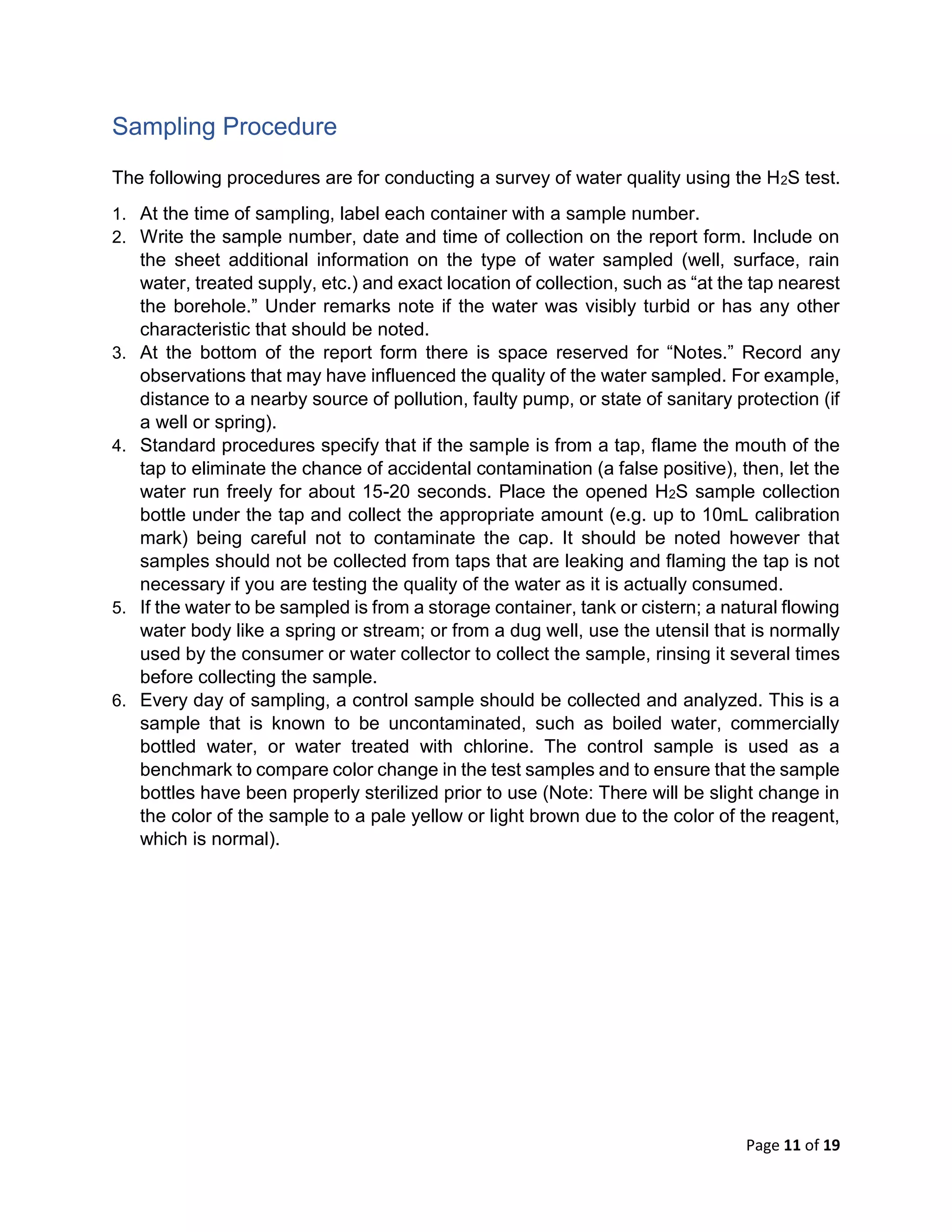 Checking of bacterial contamination of water using H2S | DOCX