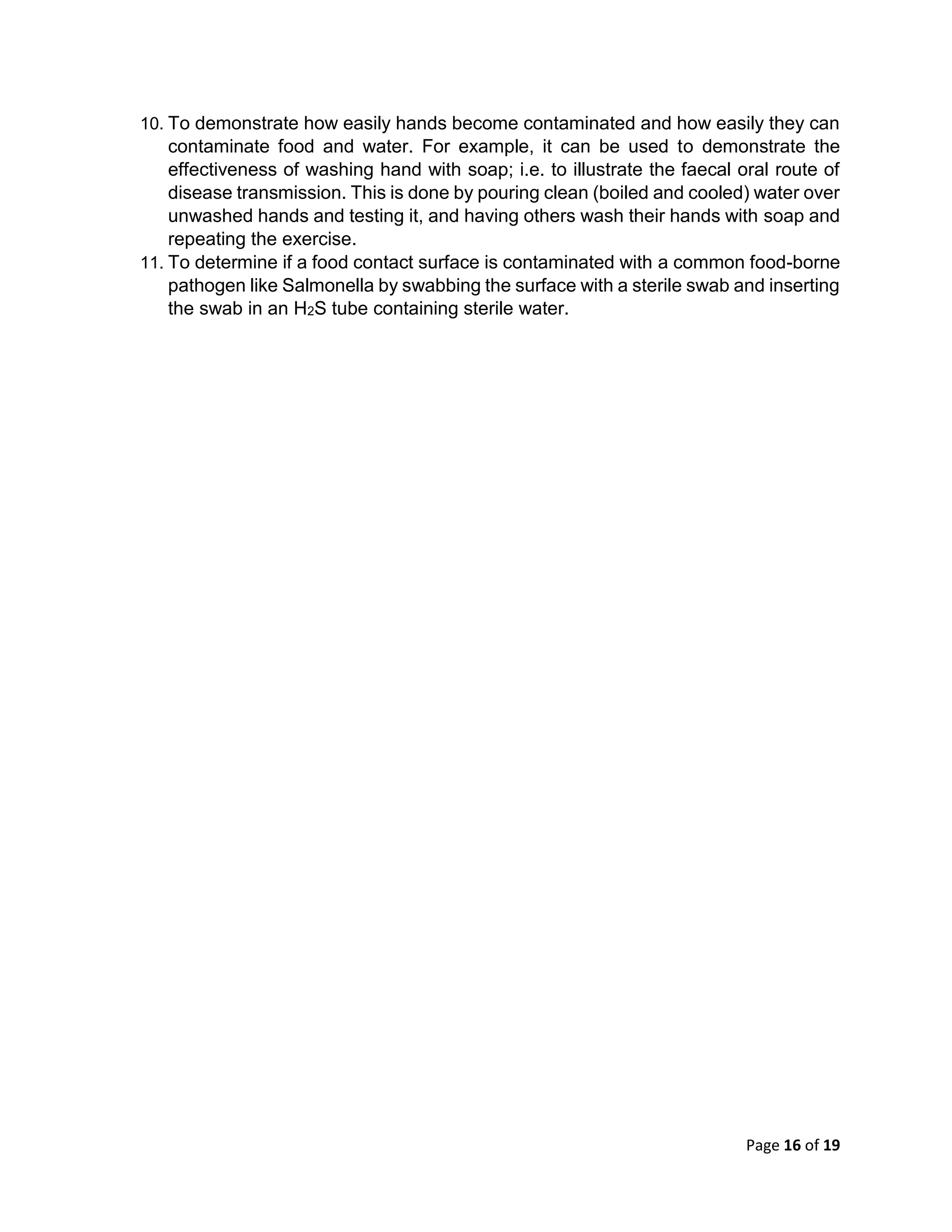 Checking of bacterial contamination of water using H2S | DOCX