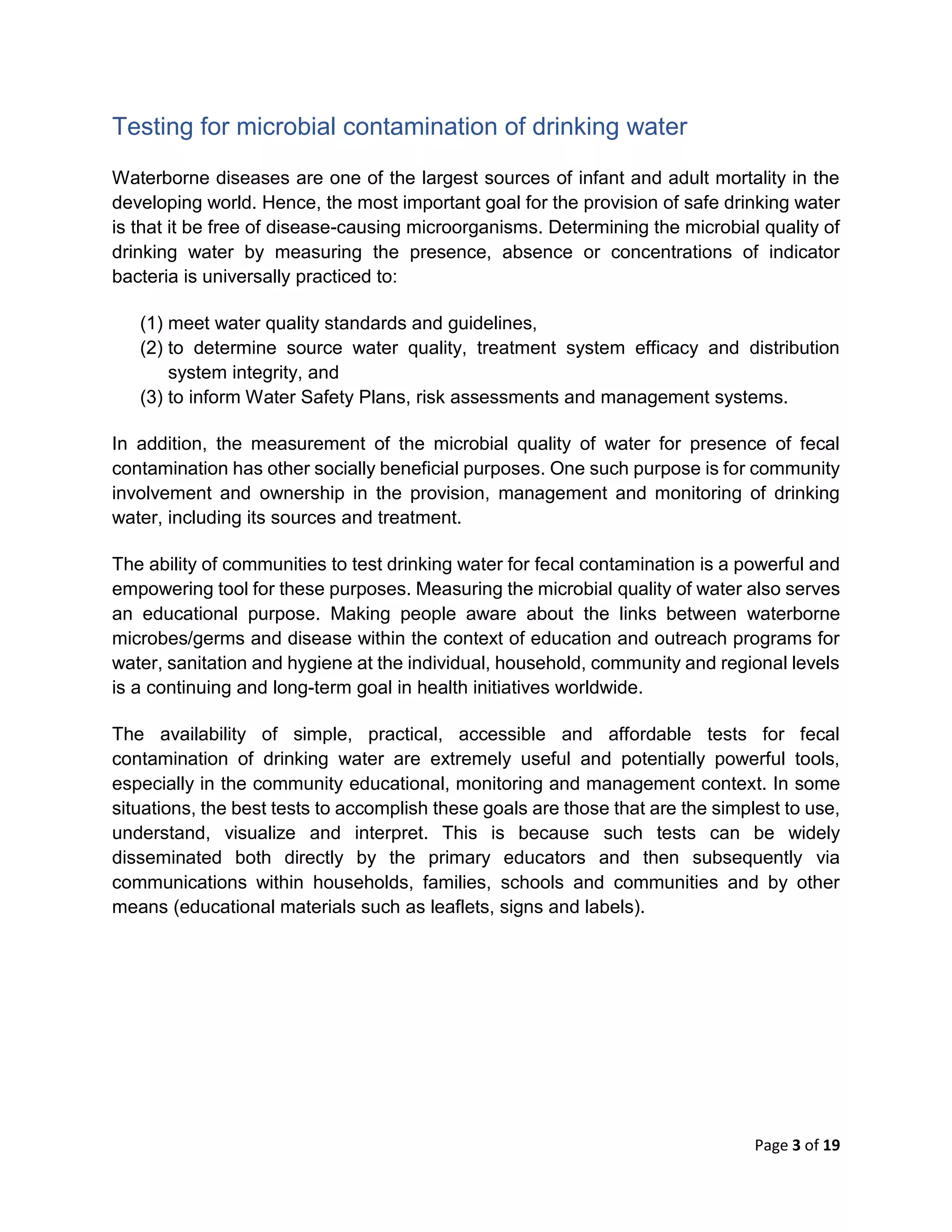 Checking of bacterial contamination of water using H2S | DOCX