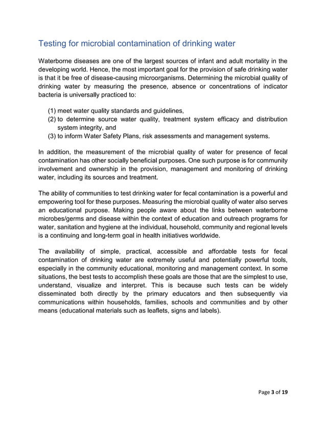 Checking of bacterial contamination of water using H2S | DOCX