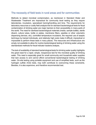 Checking of bacterial contamination of water using H2S | DOCX