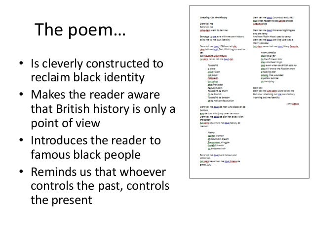 Checking Out Me History - John Agard