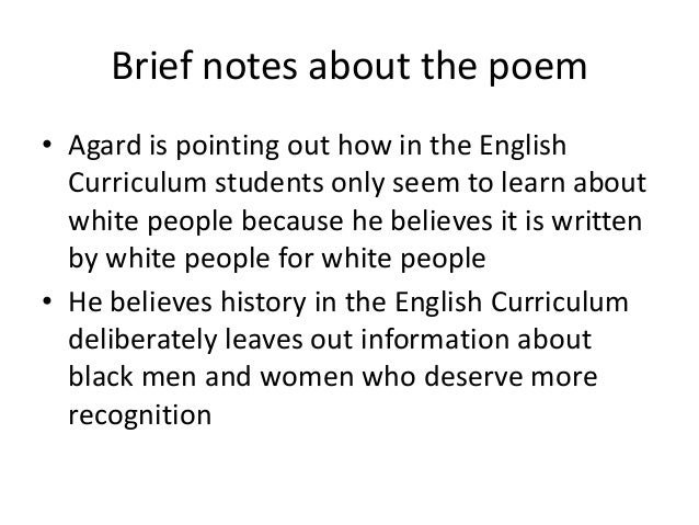 Checking Out Me History - John Agard