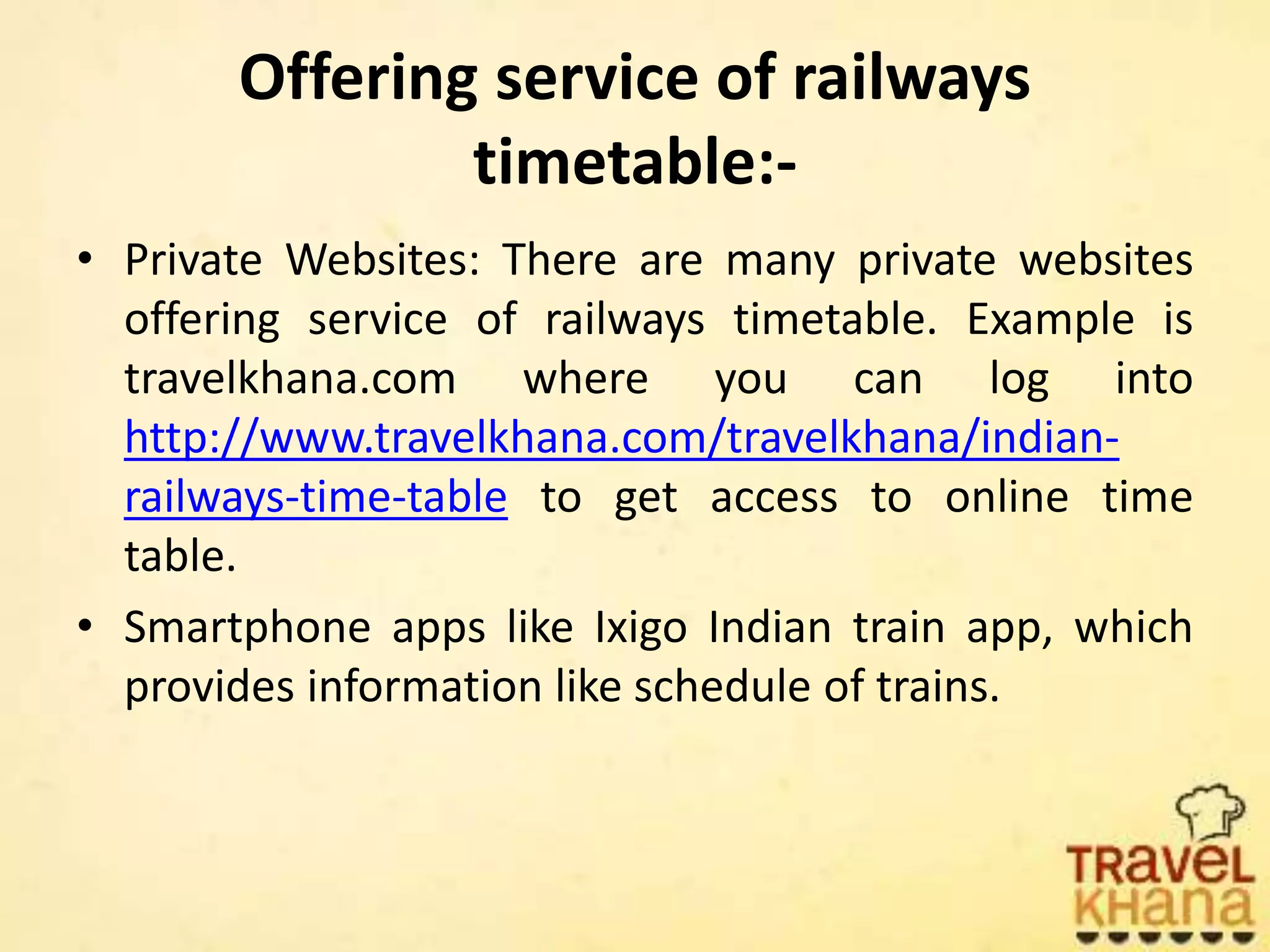 Checking time table of indian railways | PPTX