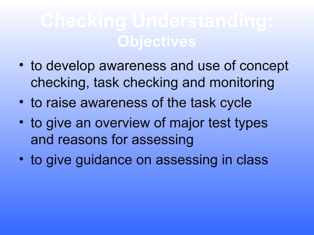 Checking understanding | PPT | Educational Assessment | Education