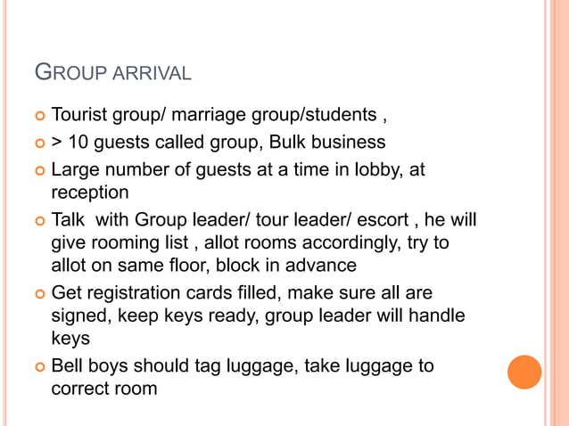 Check in procedures | PPTX | Hotels and Motels | Travel Type