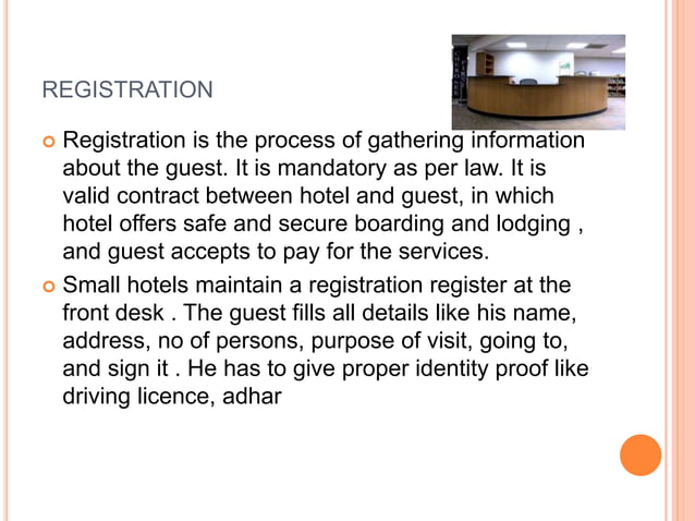 Check in procedures | PPTX | Hotels and Motels | Travel Type