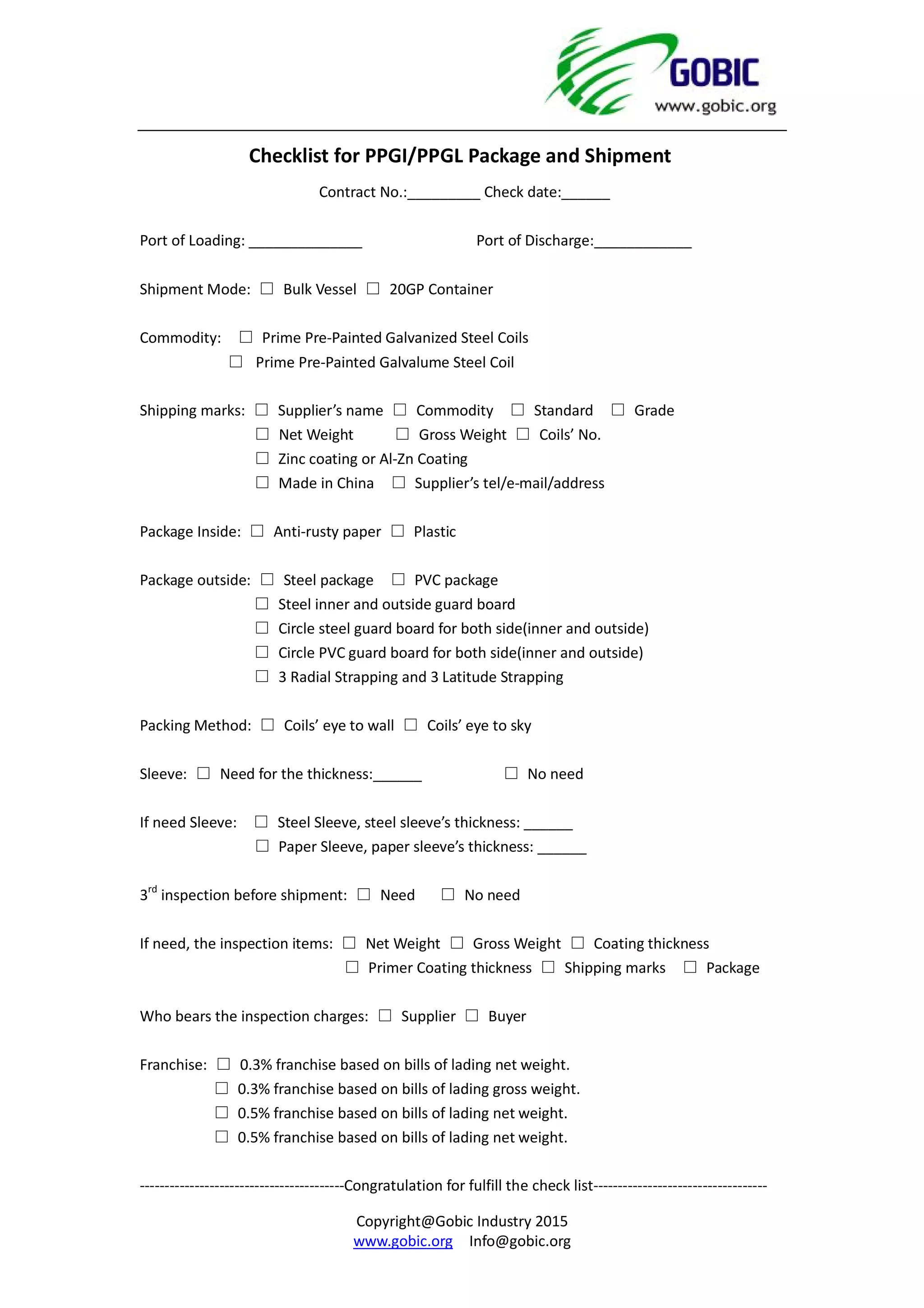 PPGI Package and Shipment | PDF
