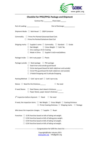 PPGI Package and Shipment | PDF