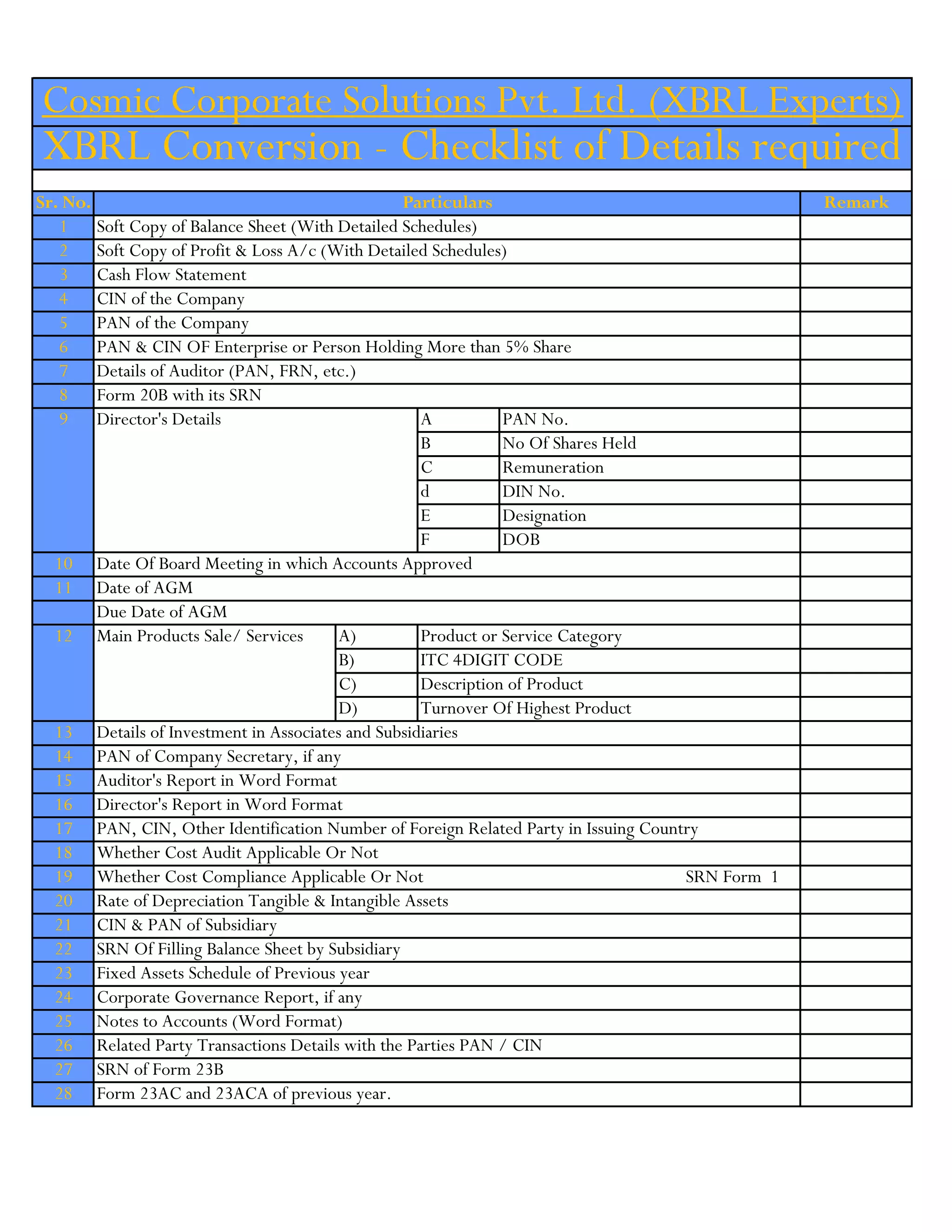 XBRL Conversion & Filing Checklist | PDF