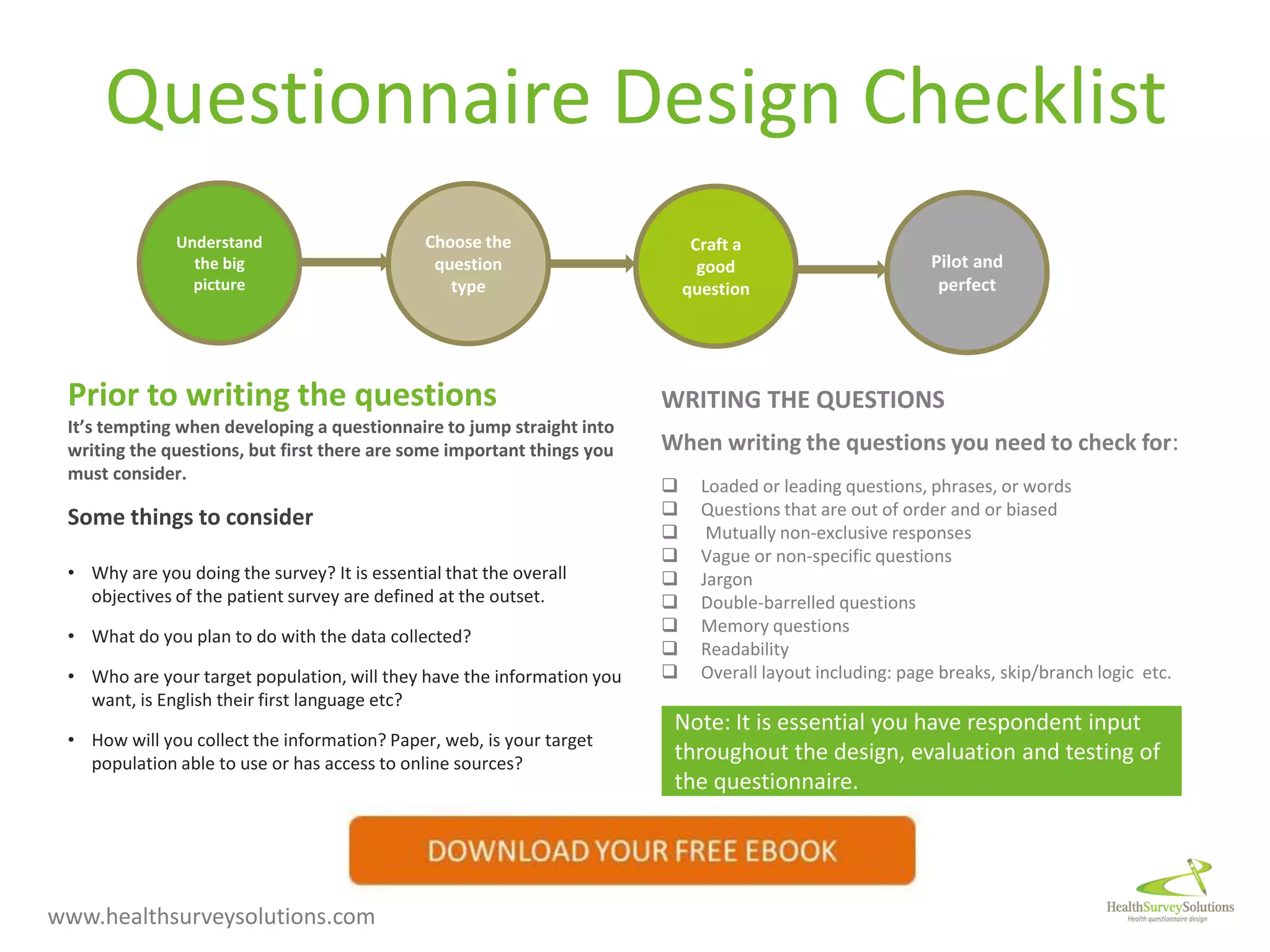 YOUR QUESTIONNAIRE DESIGN CHECKLIST | PDF