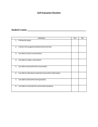 Self Evaluation Checklist | PDF