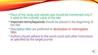 study title drafting for research study | PPTX