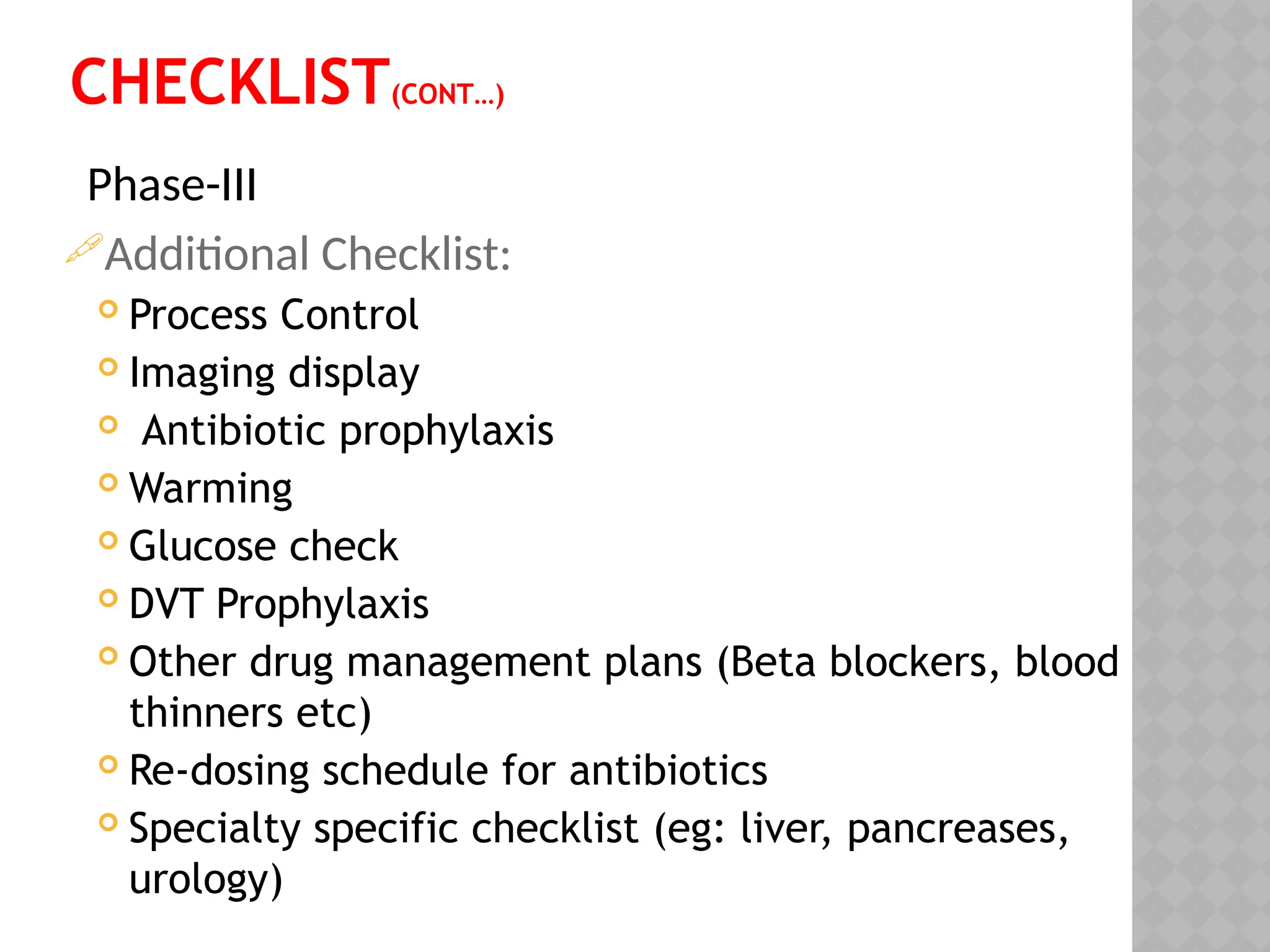 Check list on surgical safety in surgery pptx | PPTX