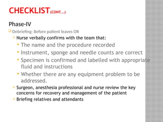 Check list on surgical safety in surgery pptx | PPTX