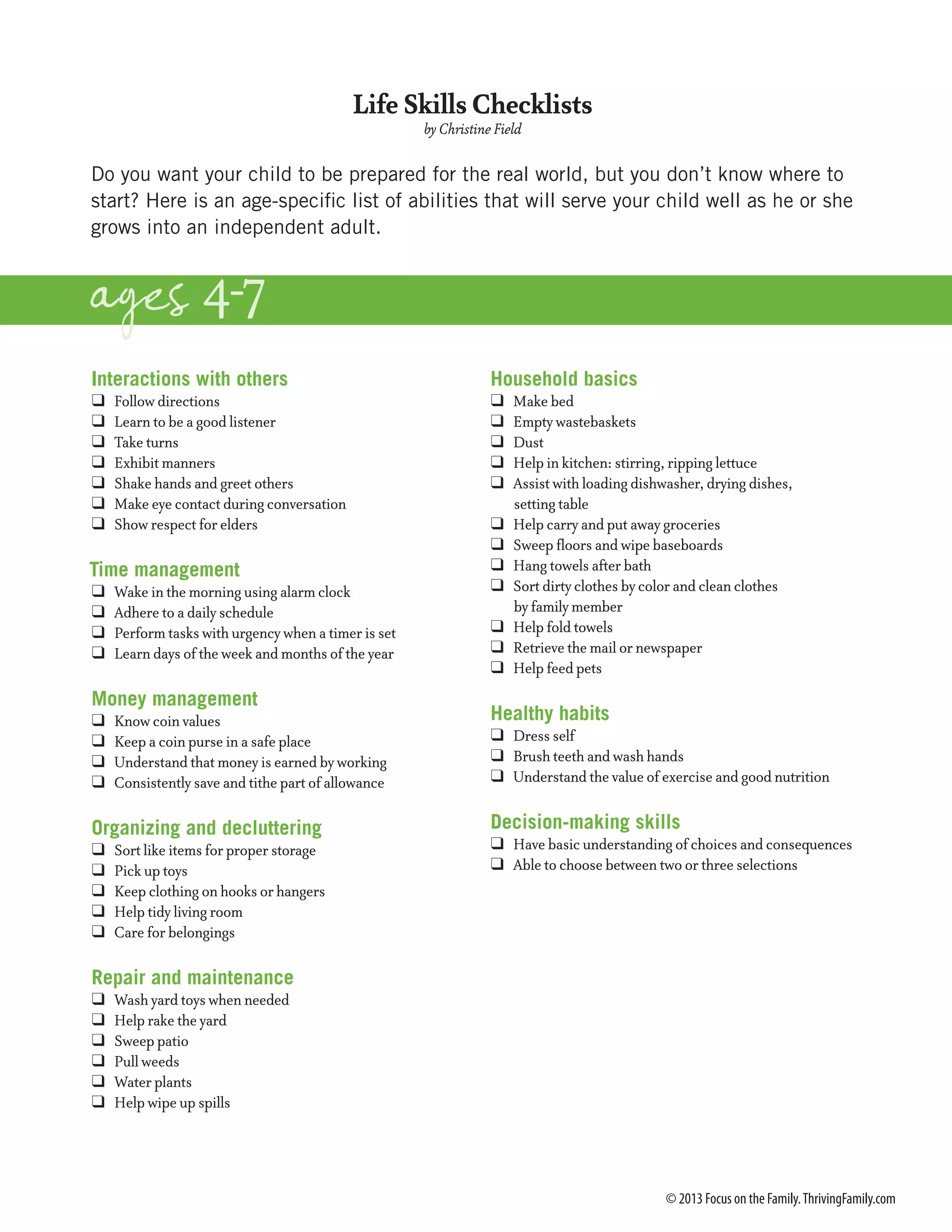 Checklist for life kills | PDF