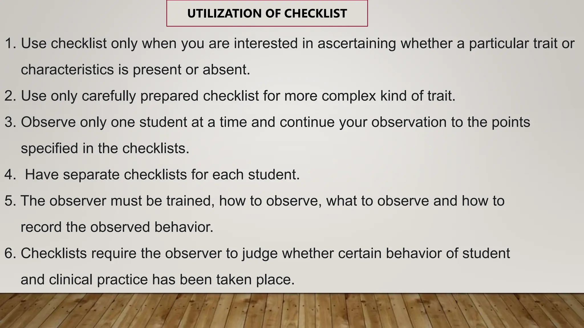 CHECKLIST-AND-RATING-SCALES ppt for college | PPTX