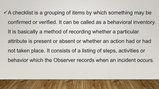 CHECKLIST-AND-RATING-SCALES ppt for college | PPTX