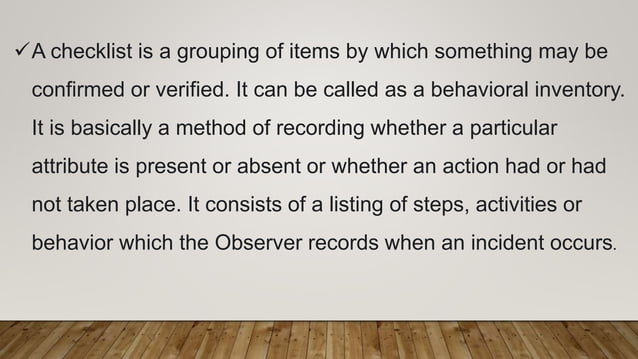 CHECKLIST-AND-RATING-SCALES ppt for college | PPTX