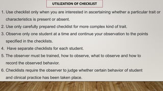 CHECKLIST-AND-RATING-SCALES ppt for college | PPTX