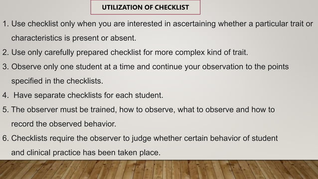 CHECKLIST-AND-RATING-SCALES ppt for college | PPTX