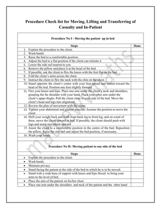 check list Demonstration On Range Of Motion Exercises and Moving ...
