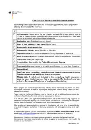 Checklist employment-visa-data | PDF