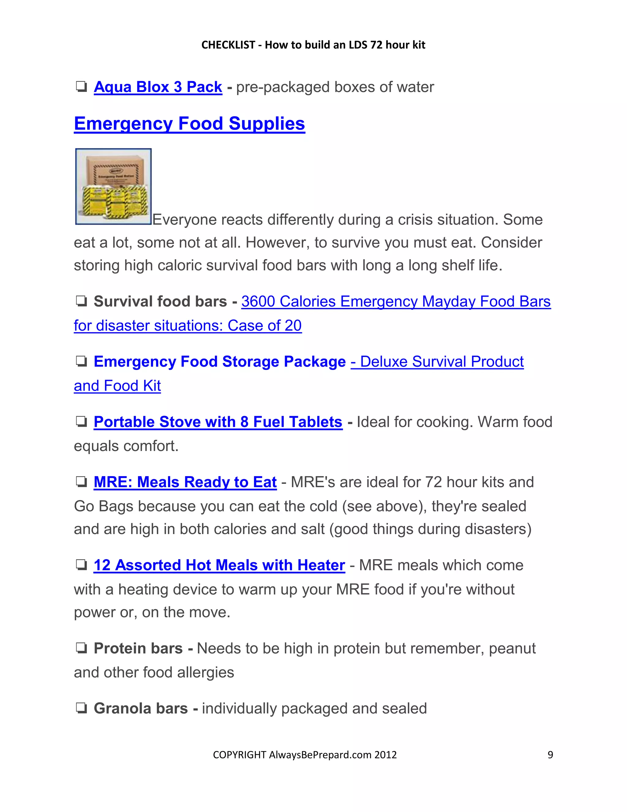 Checklist - how to build an lds 72 hour kit | PDF | Christianity ...