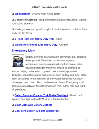Checklist - how to build an lds 72 hour kit | PDF | Christianity ...