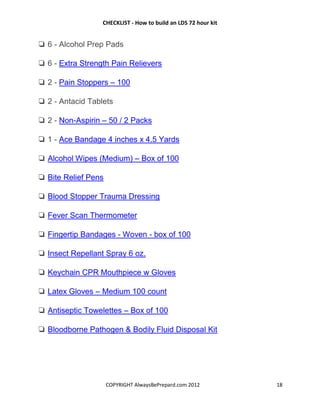 Checklist - how to build an lds 72 hour kit | PDF | Christianity ...