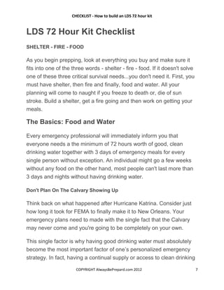 Checklist - how to build an lds 72 hour kit | PDF | Christianity ...