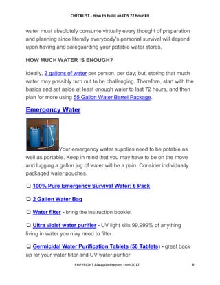 Checklist - how to build an lds 72 hour kit | PDF | Christianity ...