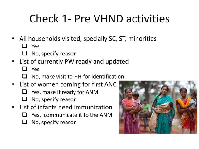 Checklist for ASHA for organising a successful VHND | PPTX