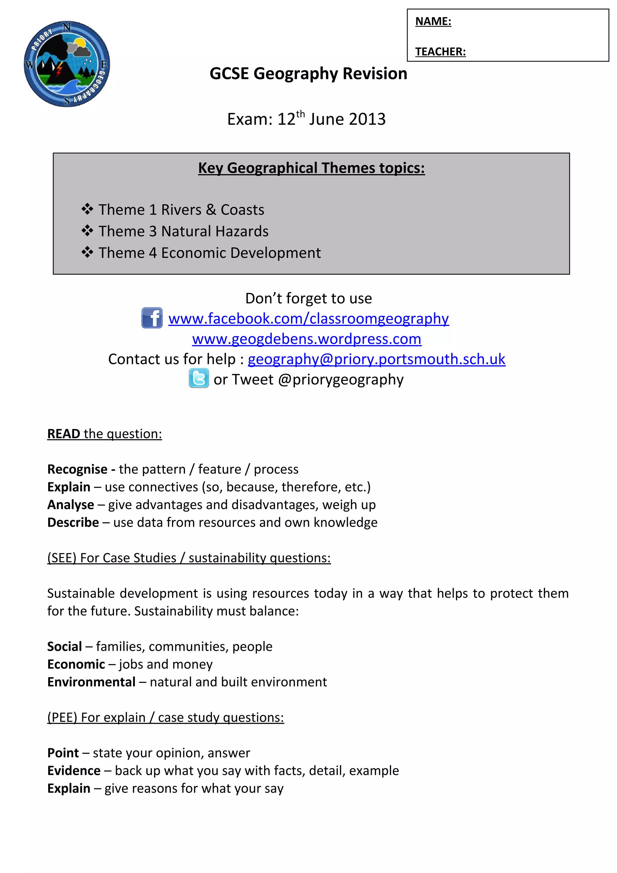 GCSE Checklist 2013 | DOC